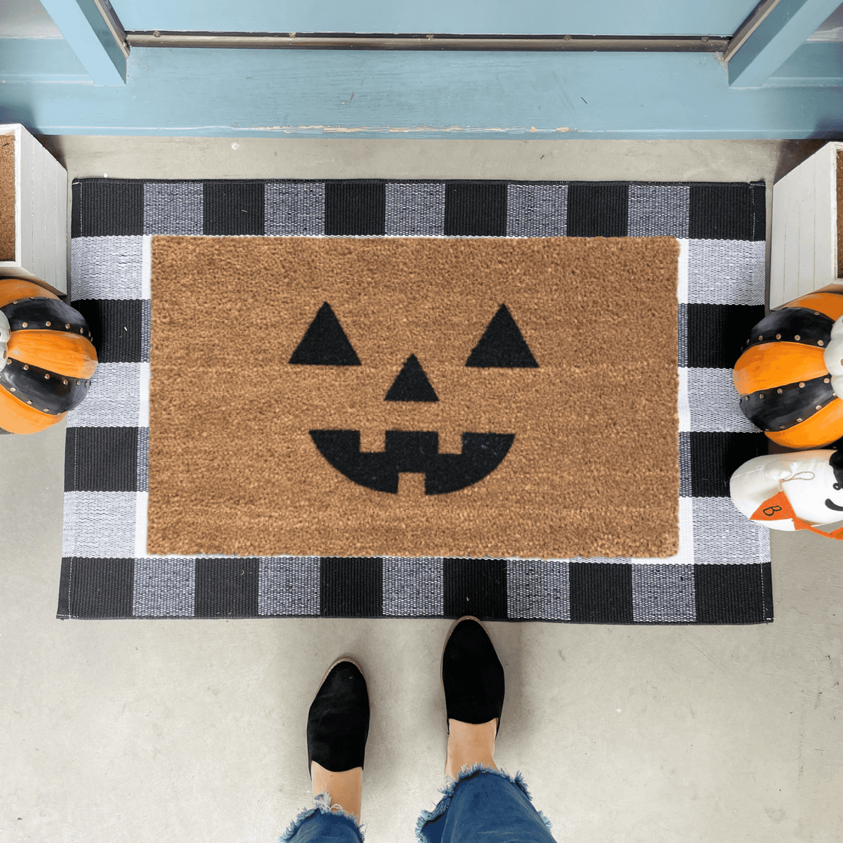 Jack o Lantern Face Halloween Doormat | Halloween Door Decor