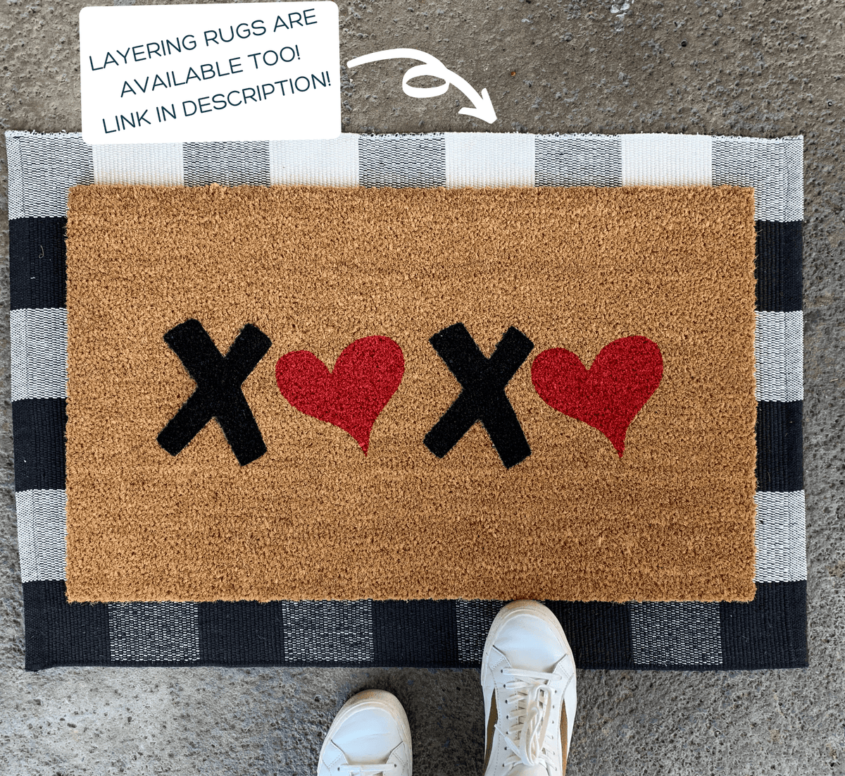 XOXO Heart Valentine's Welcome Mat | Valentine's Door Mats