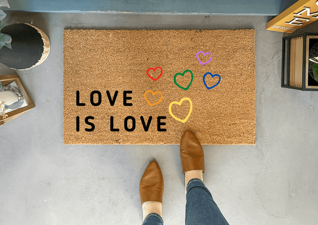 Love is Love Pride Hearts Doormat | Pride Doormats | Nickel Designs