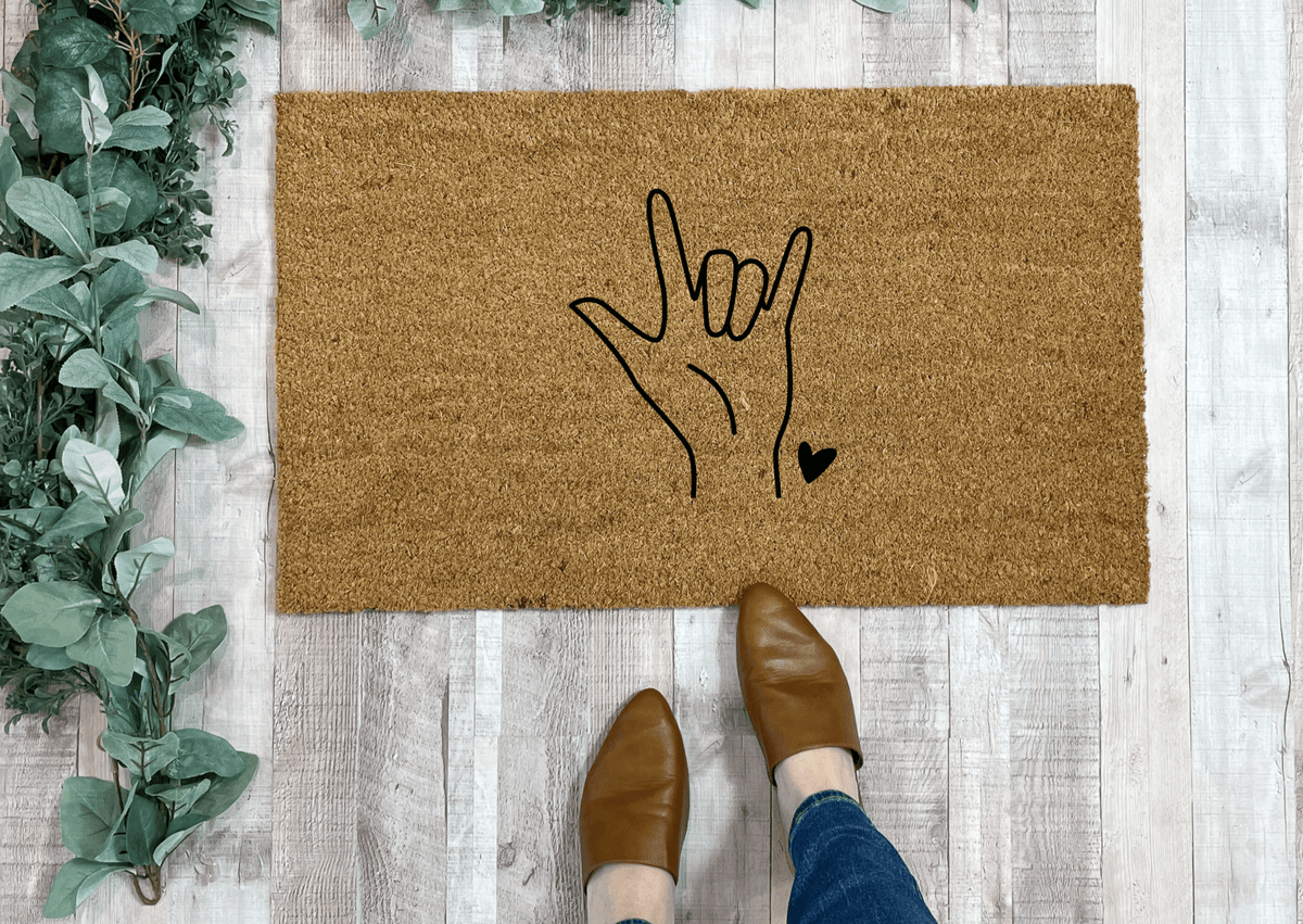 Sign Language Doormat, I Love You | Valentine's Day Decor
