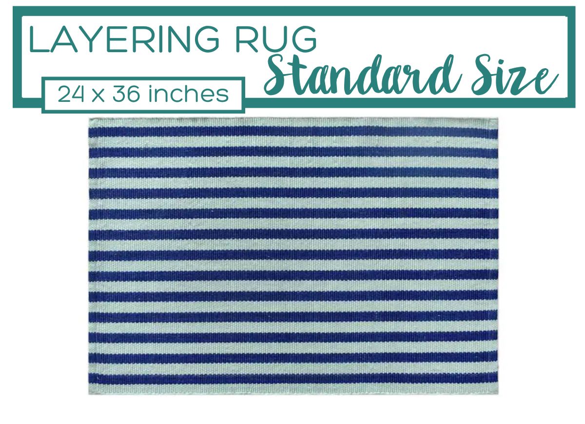 Navy and Teal Striped Accent Rug | Blue Layering Rug | Nickel Designs