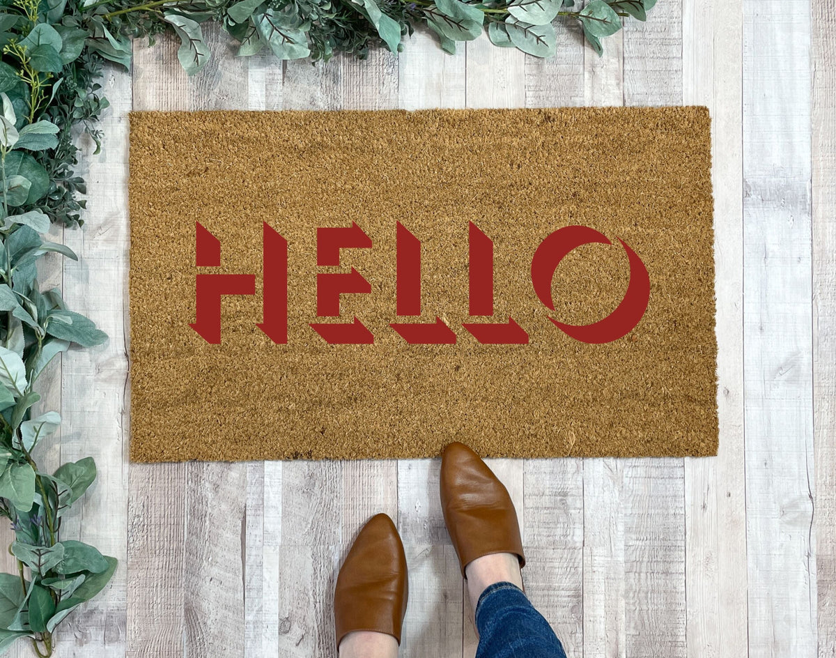 Modern Geometric HELLO Doormat | Outdoor Welcome Mats | Nickel Designs