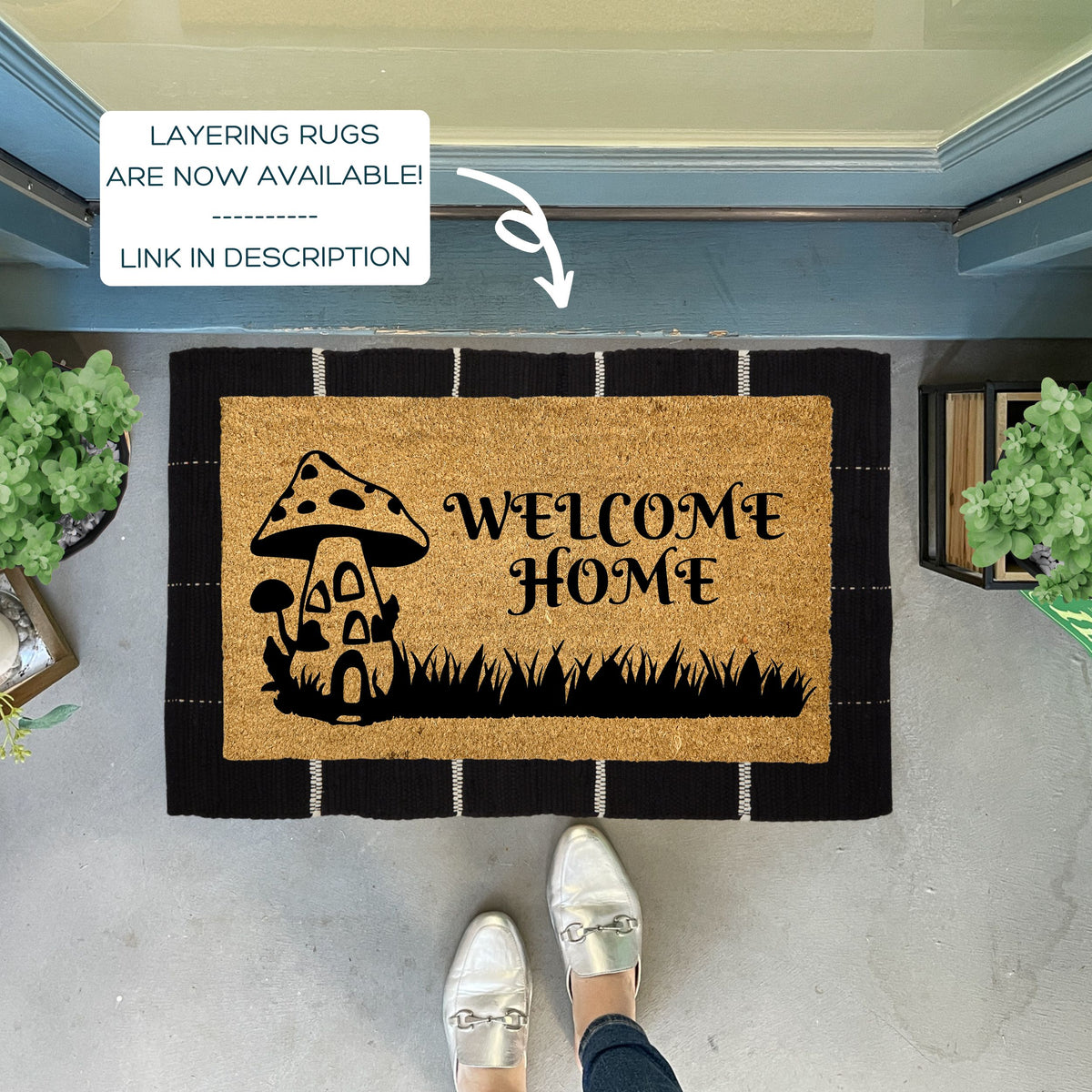Mushroom Welcome Mat | Spring Doormats | Nickel Designs Doormats