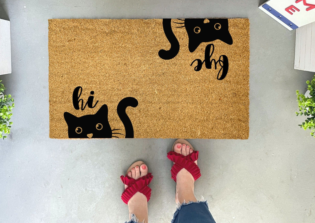 Hi Bye Funny Cat Doormat | Cat Gifts and Decor | Nickel Designs