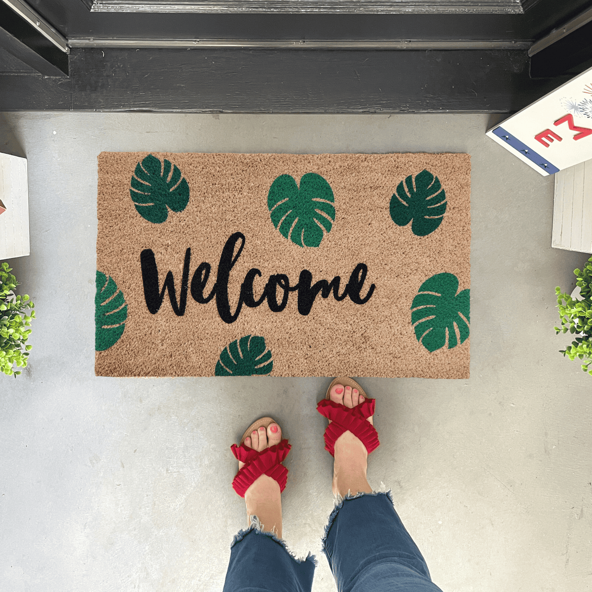 Monstera Leaves Plant Doormat | Summer Doormats by Nickel Designs