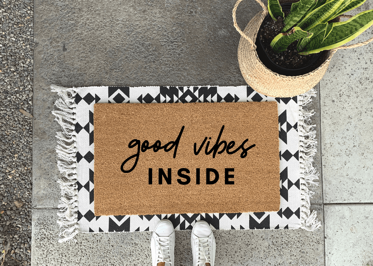 Good Vibes Inside Funny Doormat | Outdoor Doormats | Nickel Designs