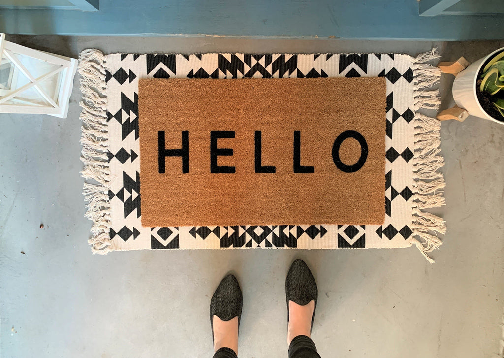 Modern HELLO Doormat | Outdoor Doormats by Nickel Designs