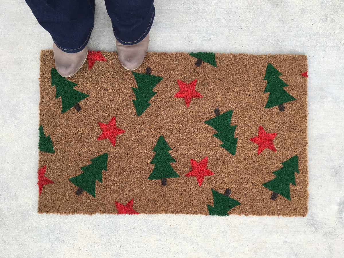 Christmas Tree Pattern Doormat | Holiday Doormats by Nickel Designs