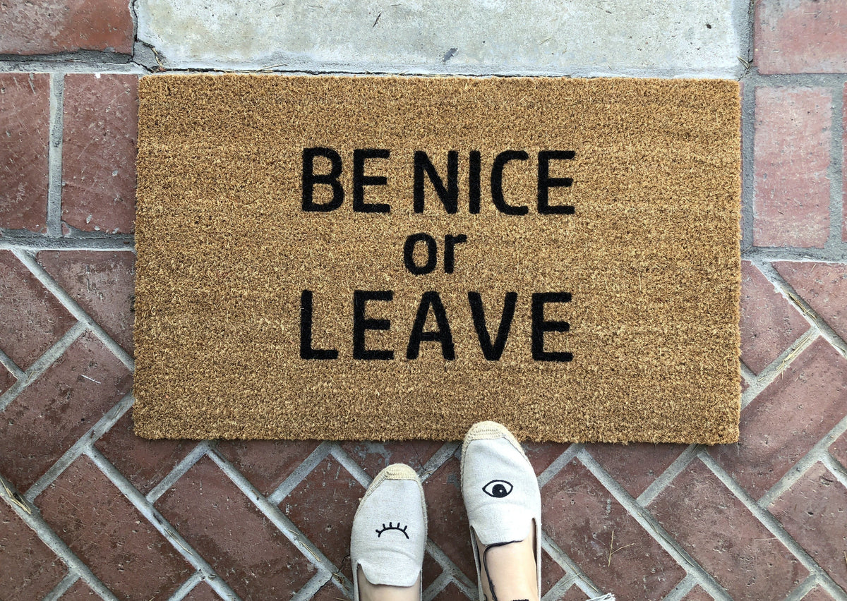 Be Nice Or Leave Funny Door Mat | Outdoor Doormats by Nickel Designs