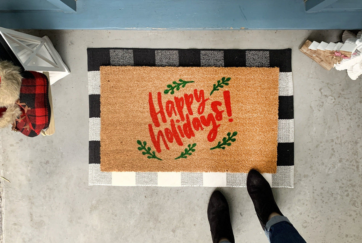Happy Holidays Doormat | Christmas Door Mats | Nickel Designs