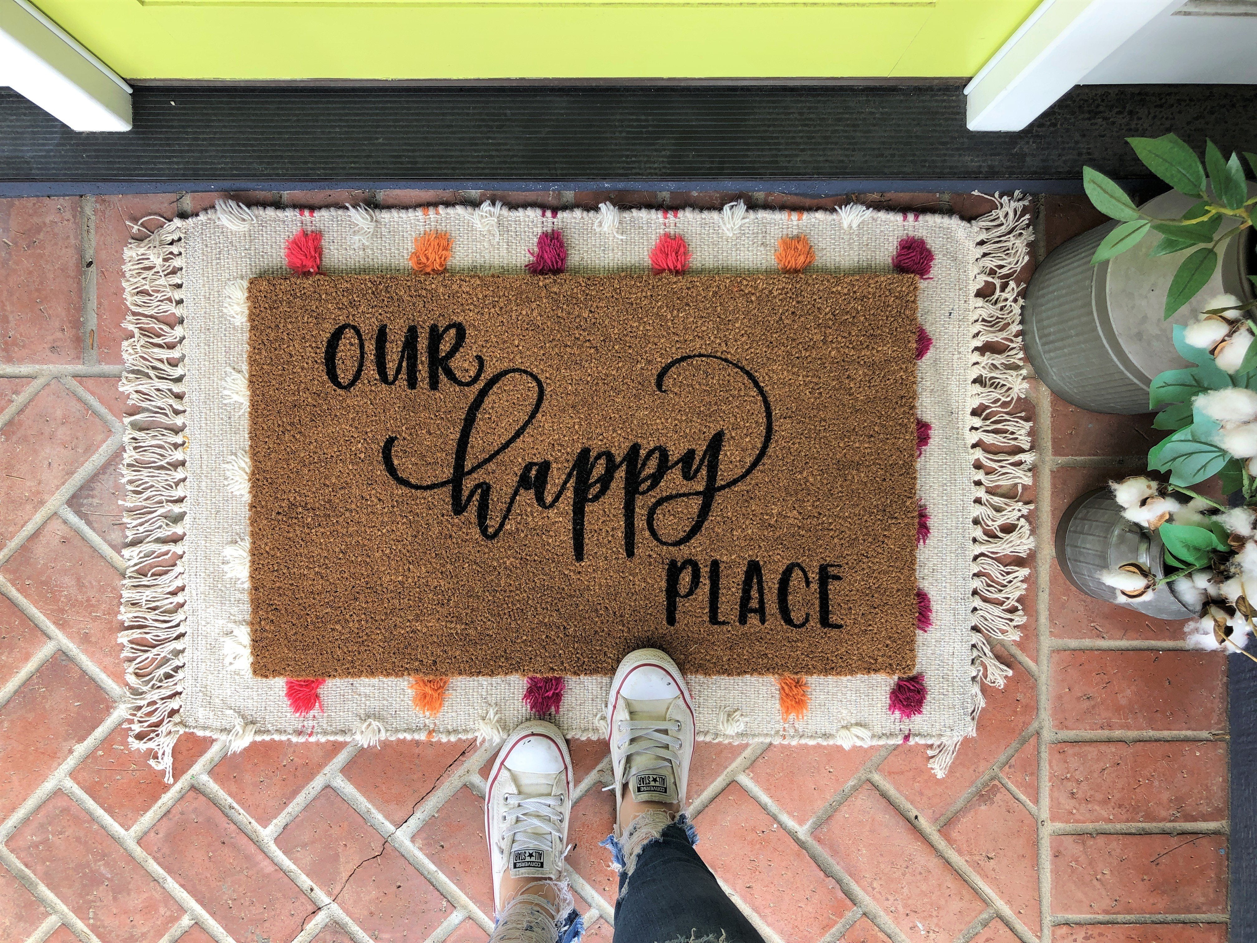 Our Happy Place Wedding Doormat
