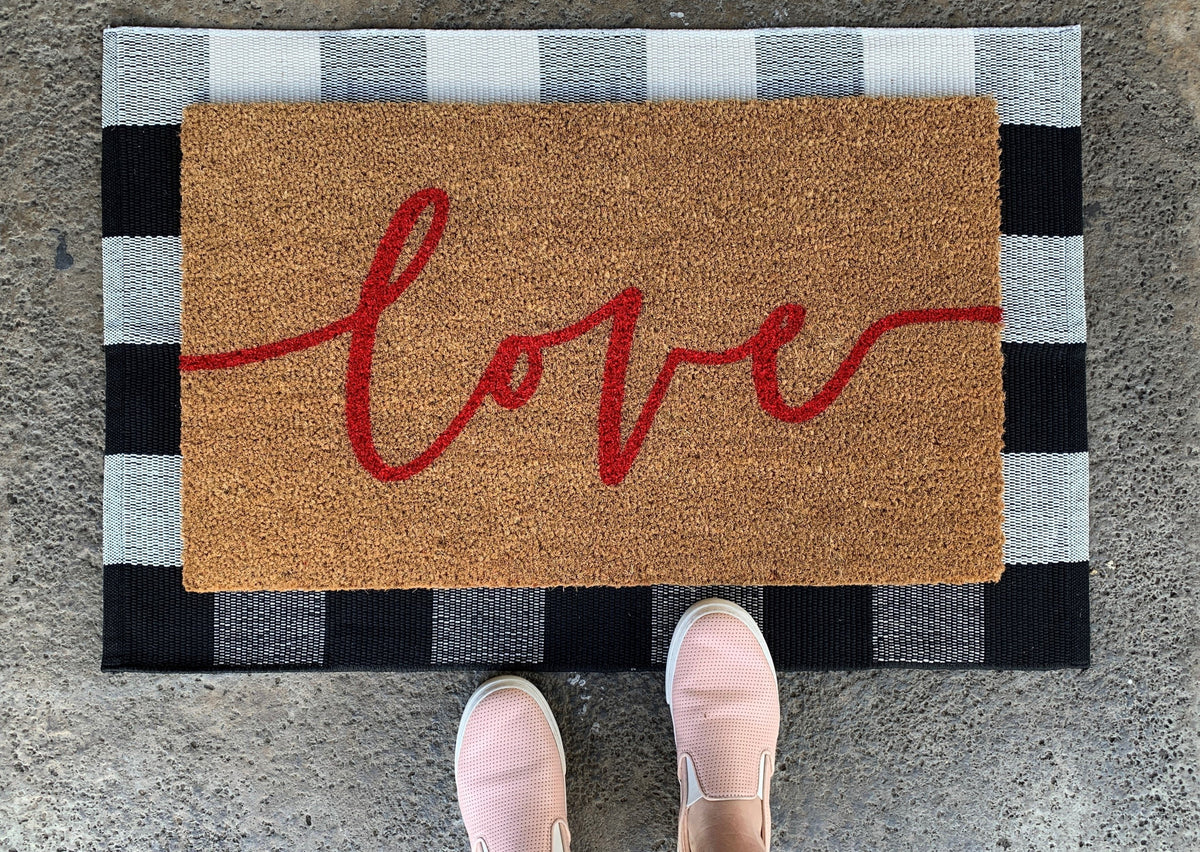 Love Valentine's Welcome Mat | Spring Door Mats by Nickel Designs