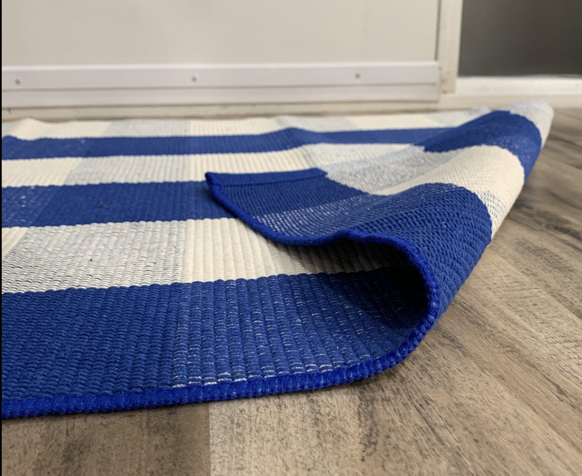 Blue and White Buffalo Check Accent Rug | Nickel Designs Doormats