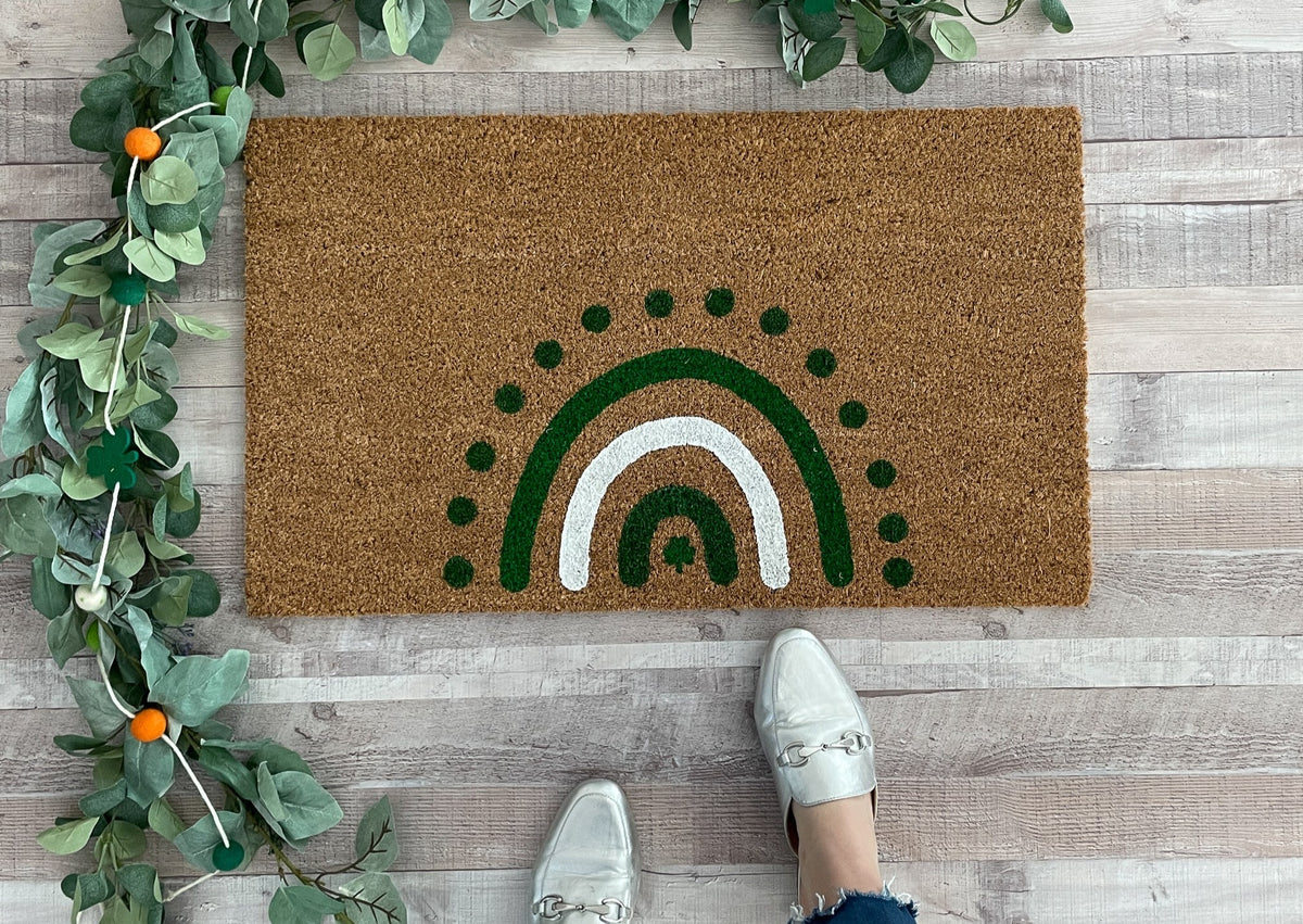 Boho Rainbow Doormat | Shamrock Doormat by Nickel Designs