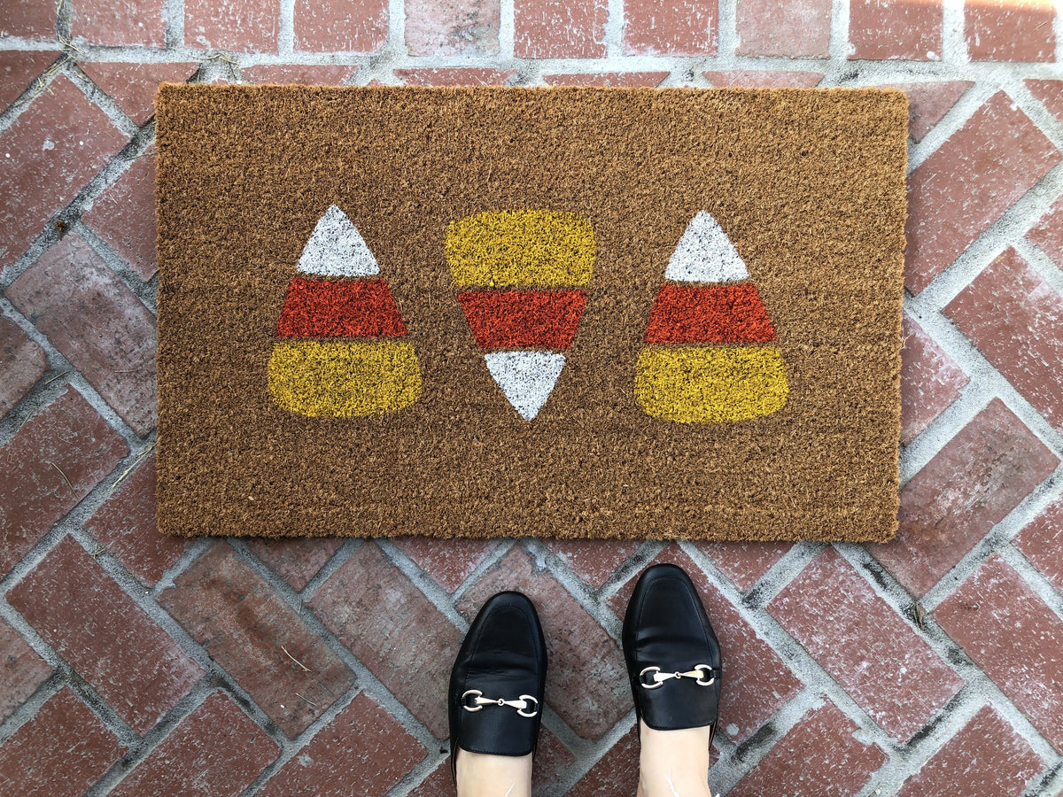 Candy Corn Halloween Coir Doormat | Outdoor Rugs by Nickel Designs