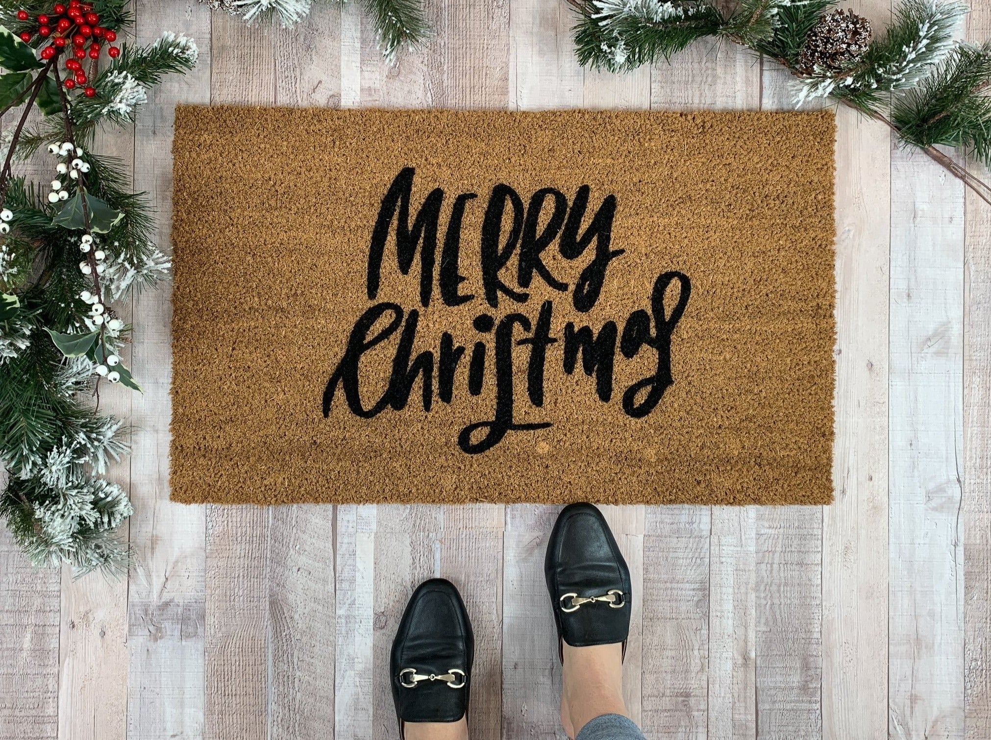 Classic Merry Christmas Doormat | Holiday Decor by Nickel Designs
