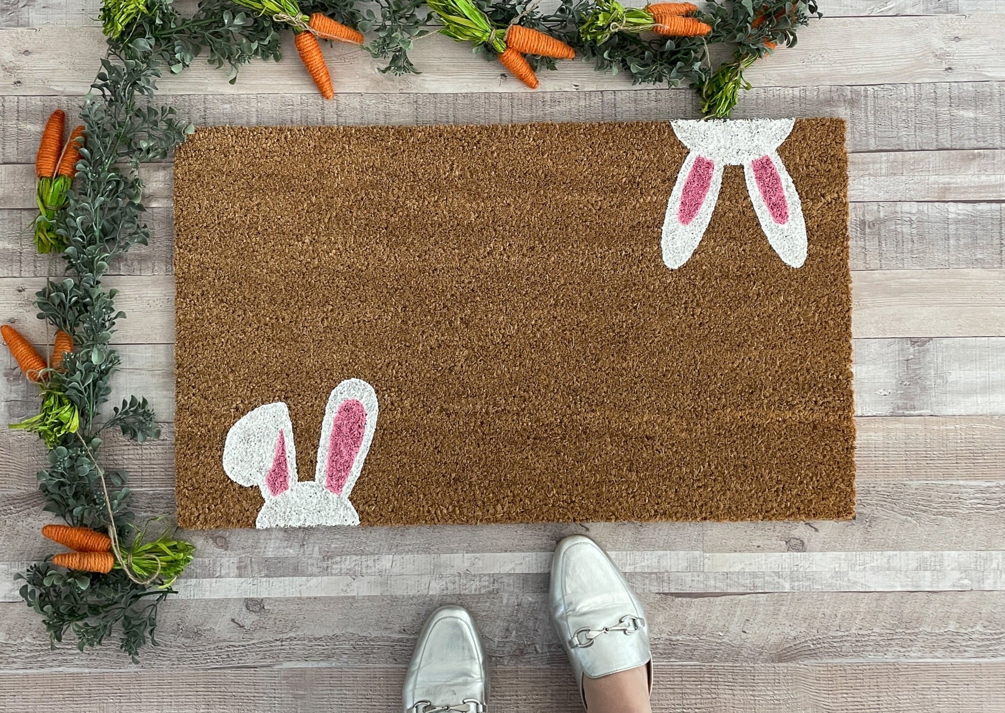 Easter Bunny Ears Doormat | Easter Porch Decor | Nickel Designs
