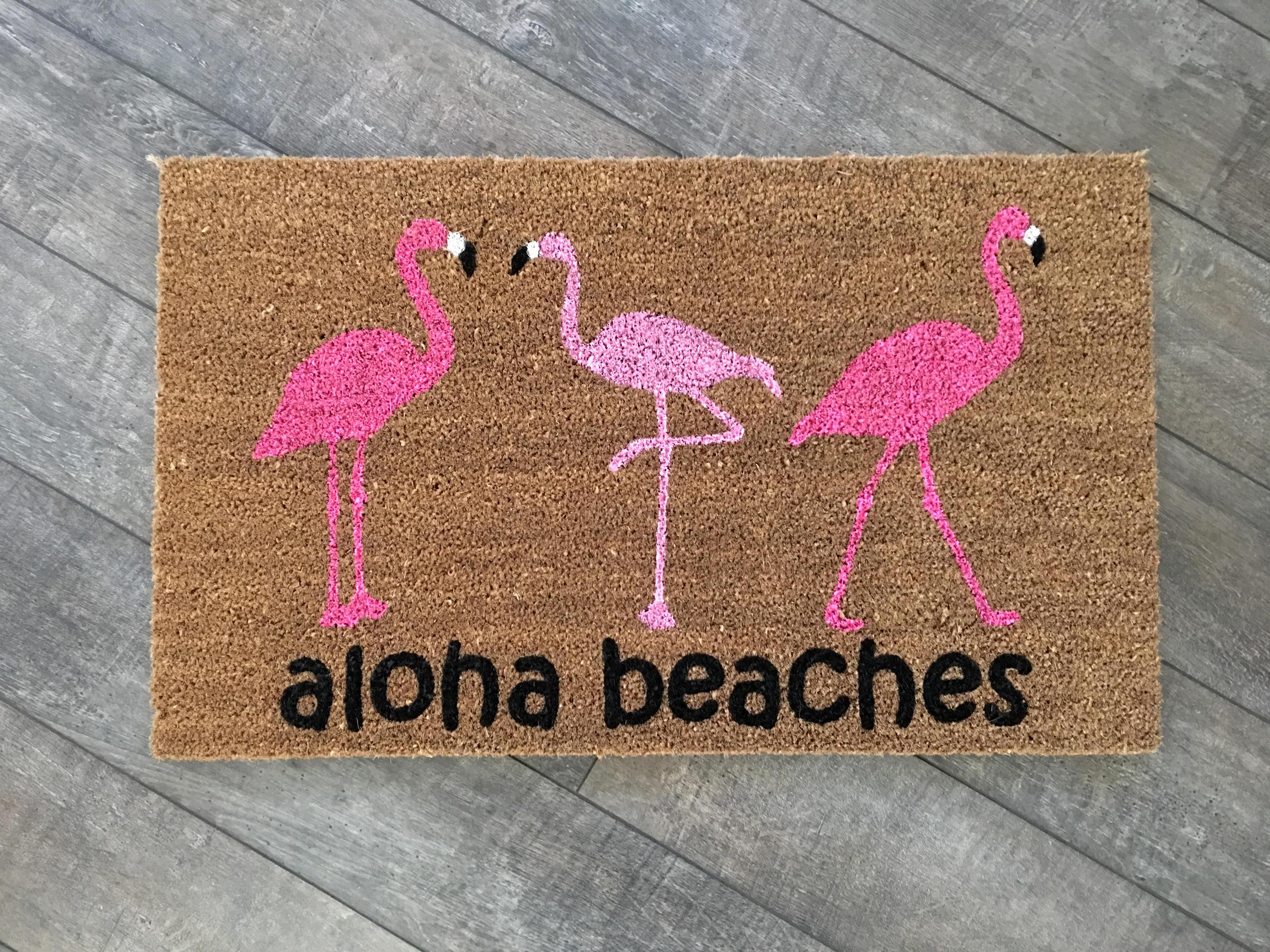 Flamingo Trio Summer Doormat | Summer Porch Decor | Nickel Designs
