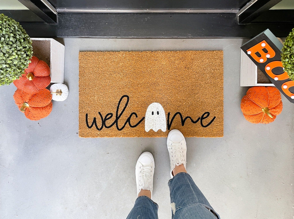 Ghost Door Mat for Halloween | Halloween Door Decor | Nickel Designs