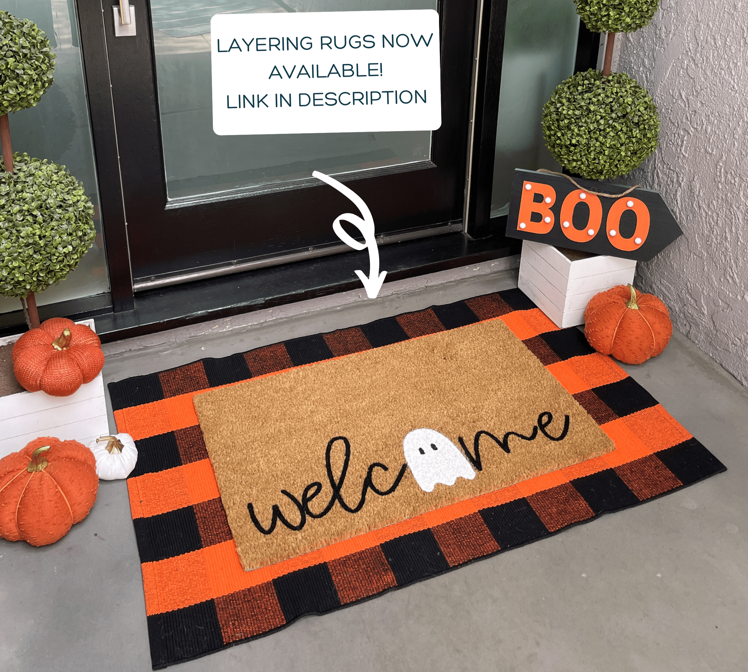 Ghost Door Mat for Halloween | Halloween Door Decor | Nickel Designs