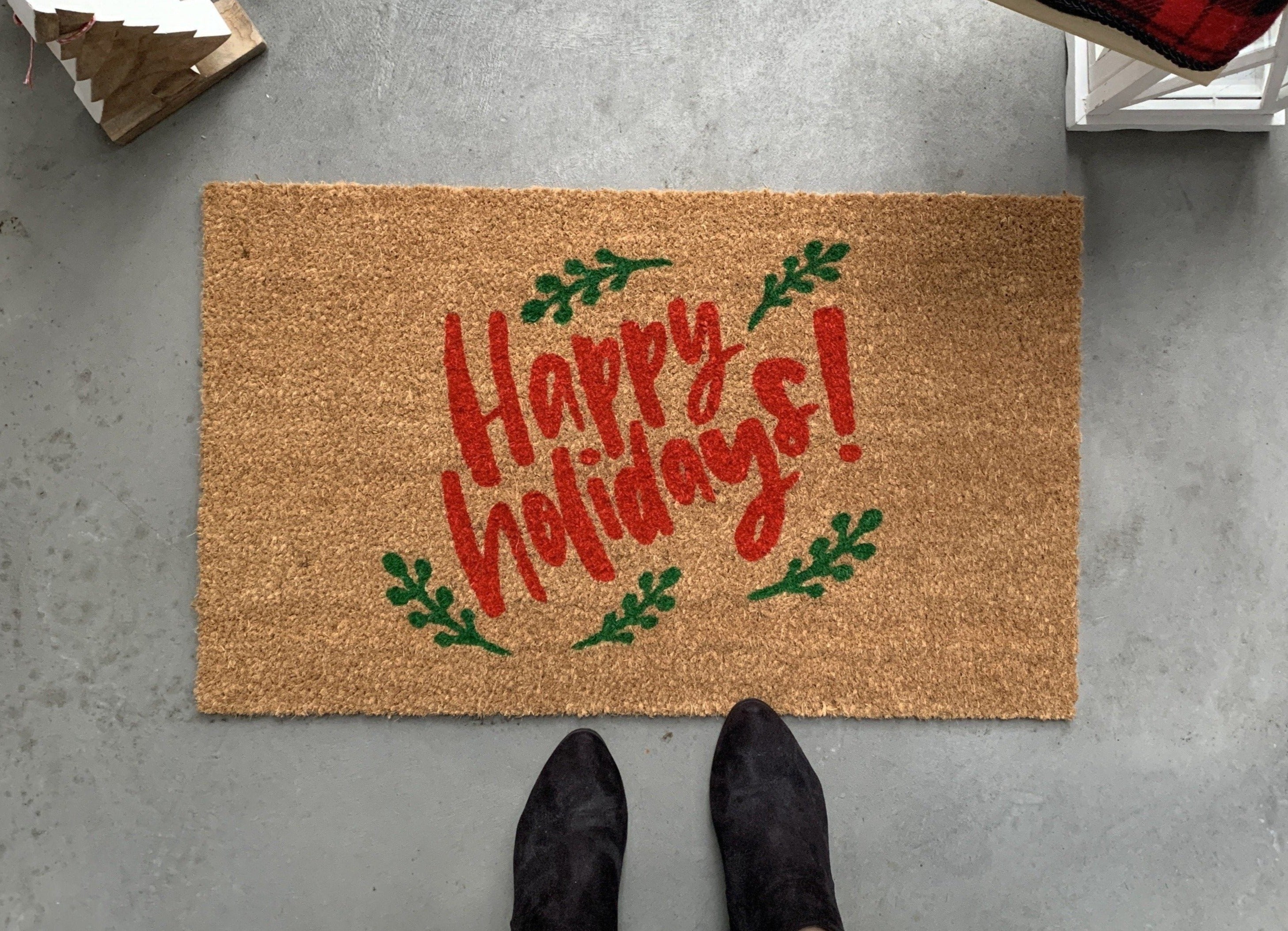 Happy Holidays Doormat | Christmas Door Mats | Nickel Designs