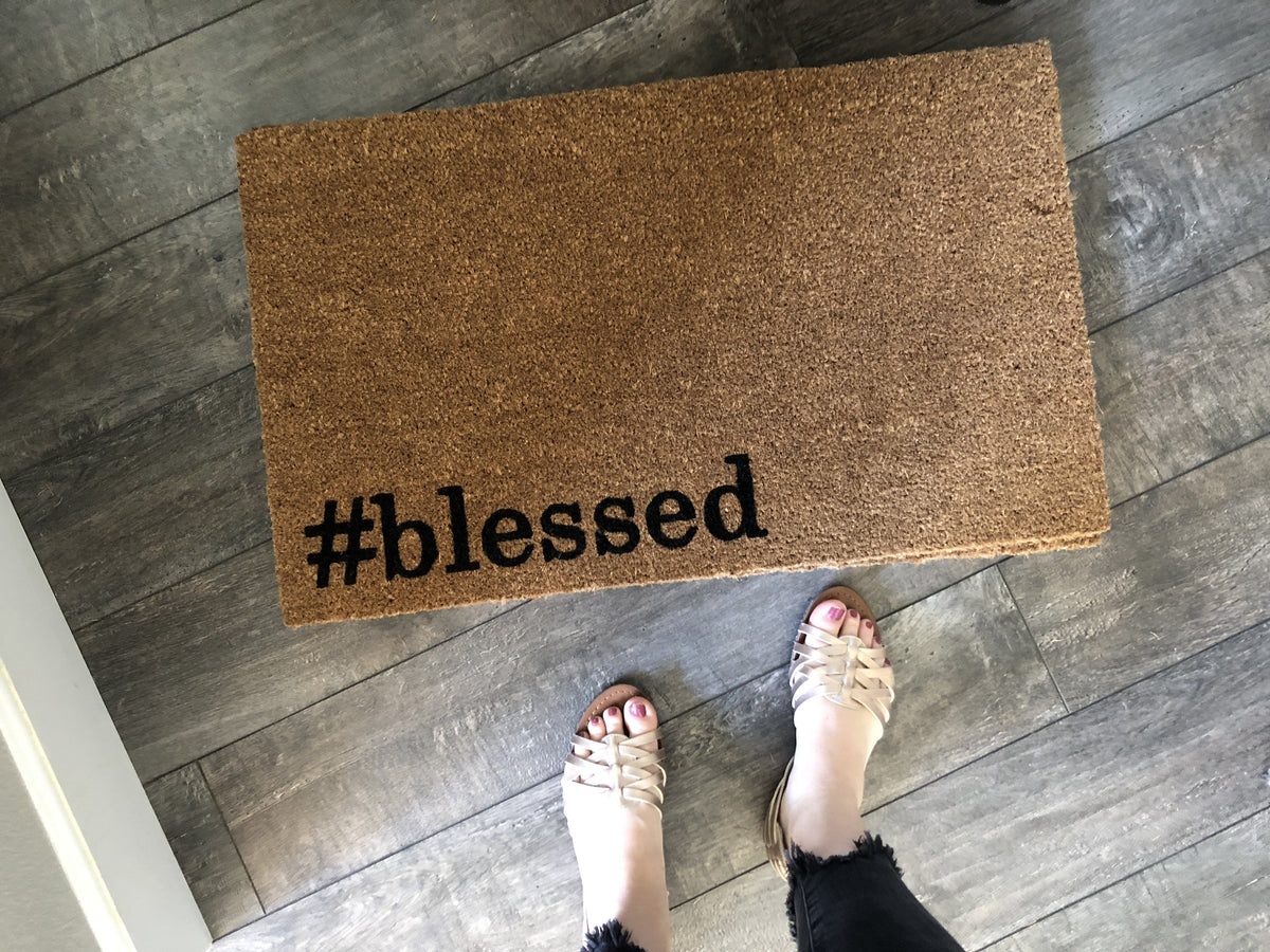 Hashtag Blessed Religious Doormat