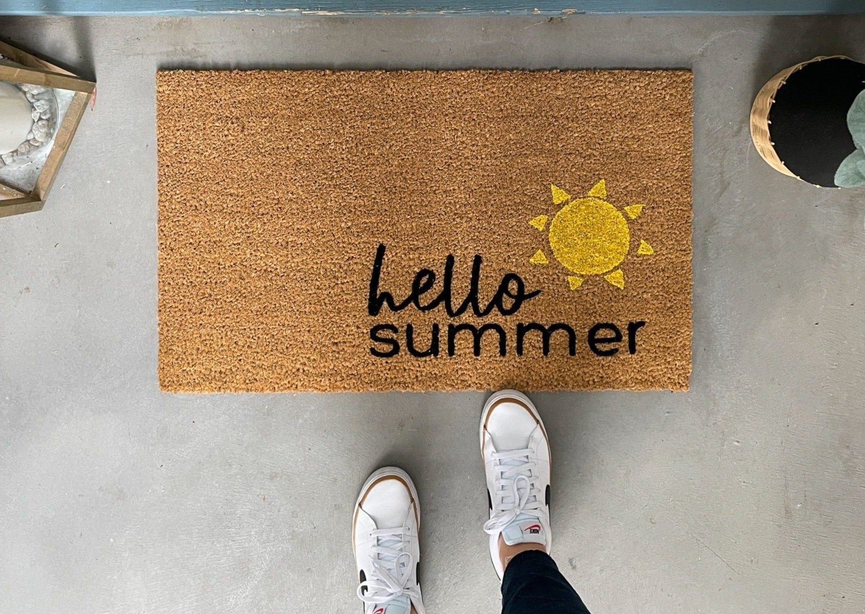 Hello Summer Sun Doormat | Colorful Doormats by Nickel Designs