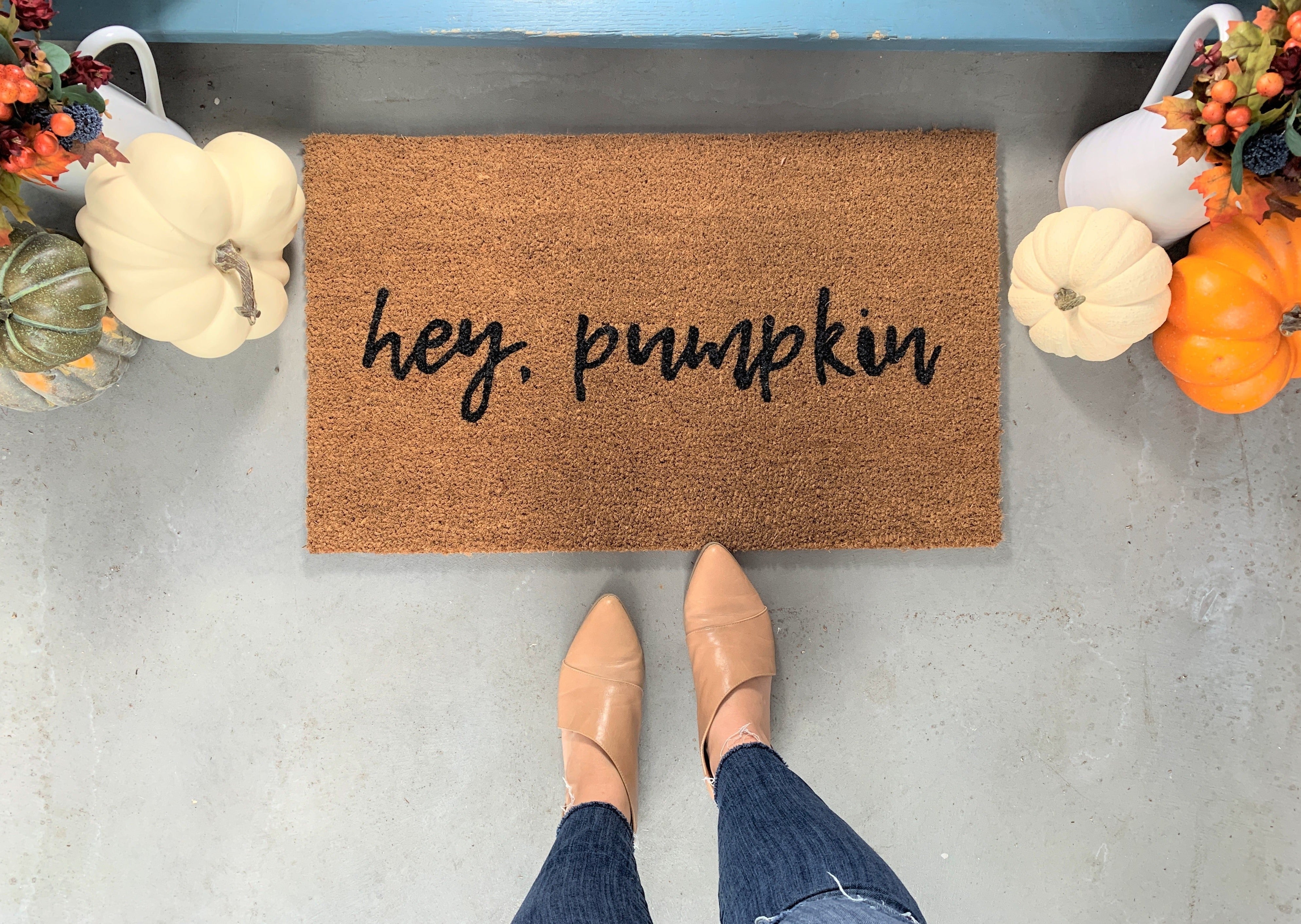 hey pumpkin doormat | Funny Fall Doormats | Nickel Designs Doormats