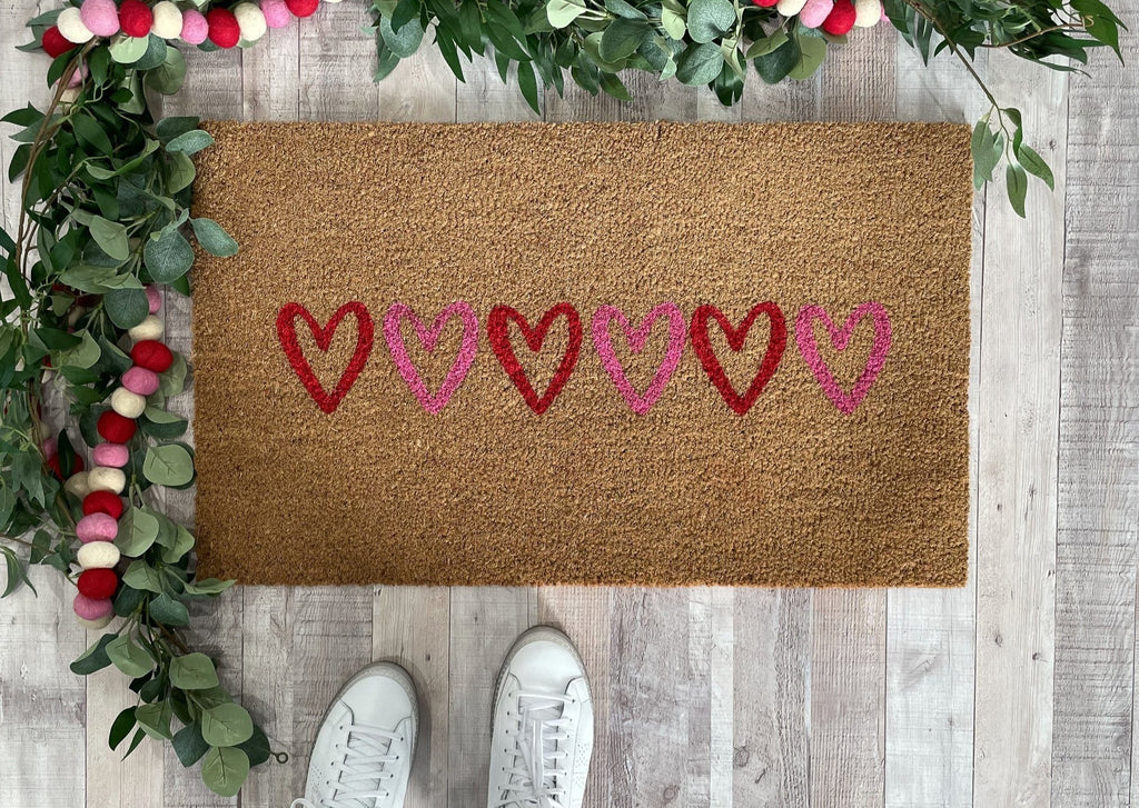 Love Hearts Door Mat | Valentine's Day Decor by Nickel Designs