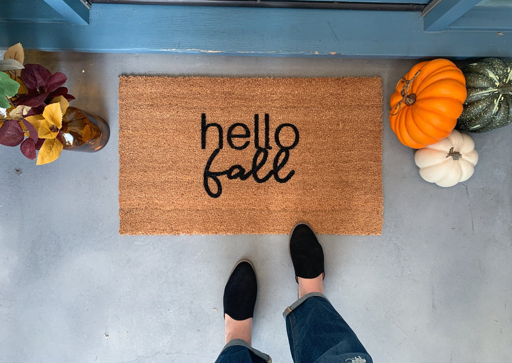 Modern Hello Fall Welcome Mat | Outdoor Doormats by Nickel Designs