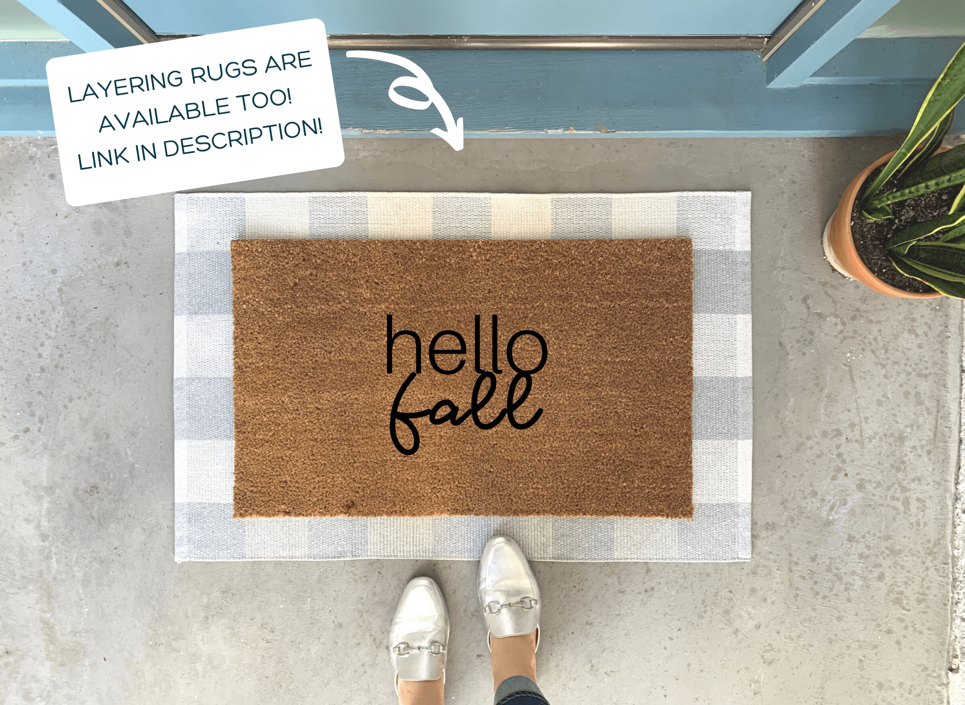 Modern Hello Fall Welcome Mat | Outdoor Doormats by Nickel Designs