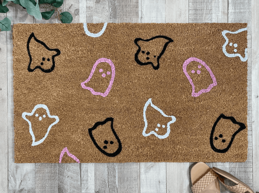 Ghost Door Mat | Halloween Doormat | Pink Halloween Decor