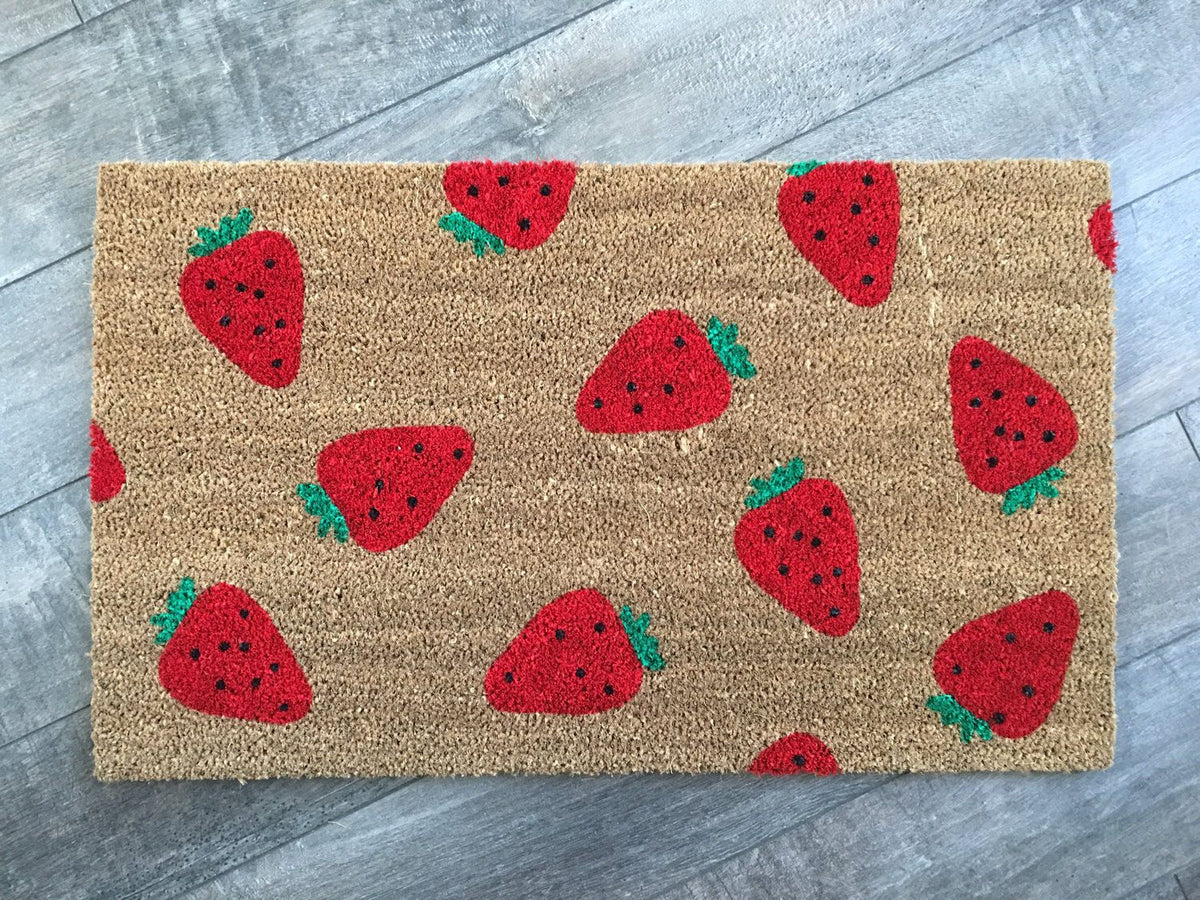 Strawberry Pattern Summer Doormat | Outdoor Doormats by Nickel Designs