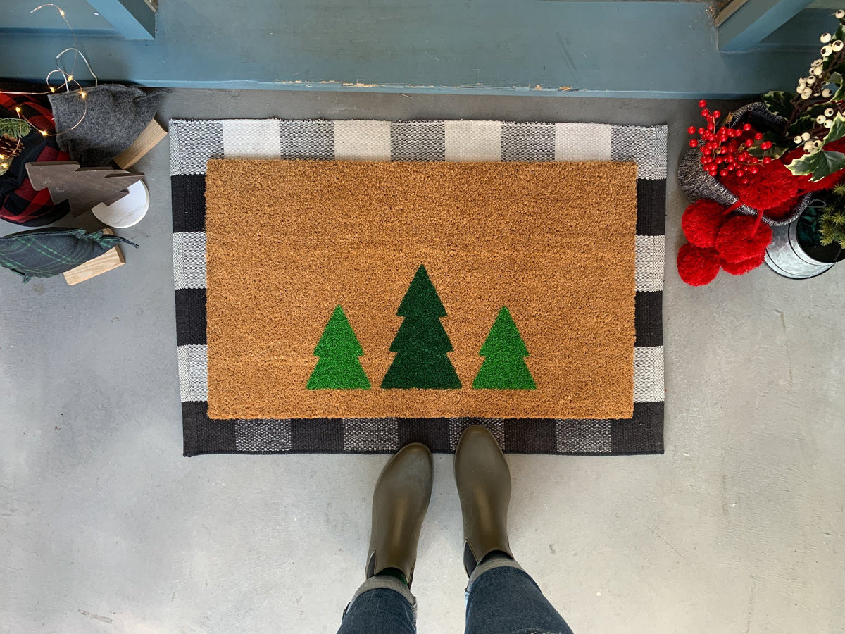 Tree Trio Modern Holiday Doormat | Christmas Doormats | Nickel Designs