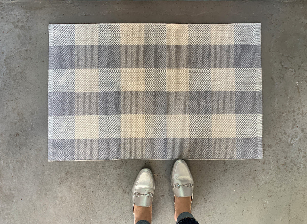 Grey and White Buffalo Check Entryway Rug | Doormat Layering Rug