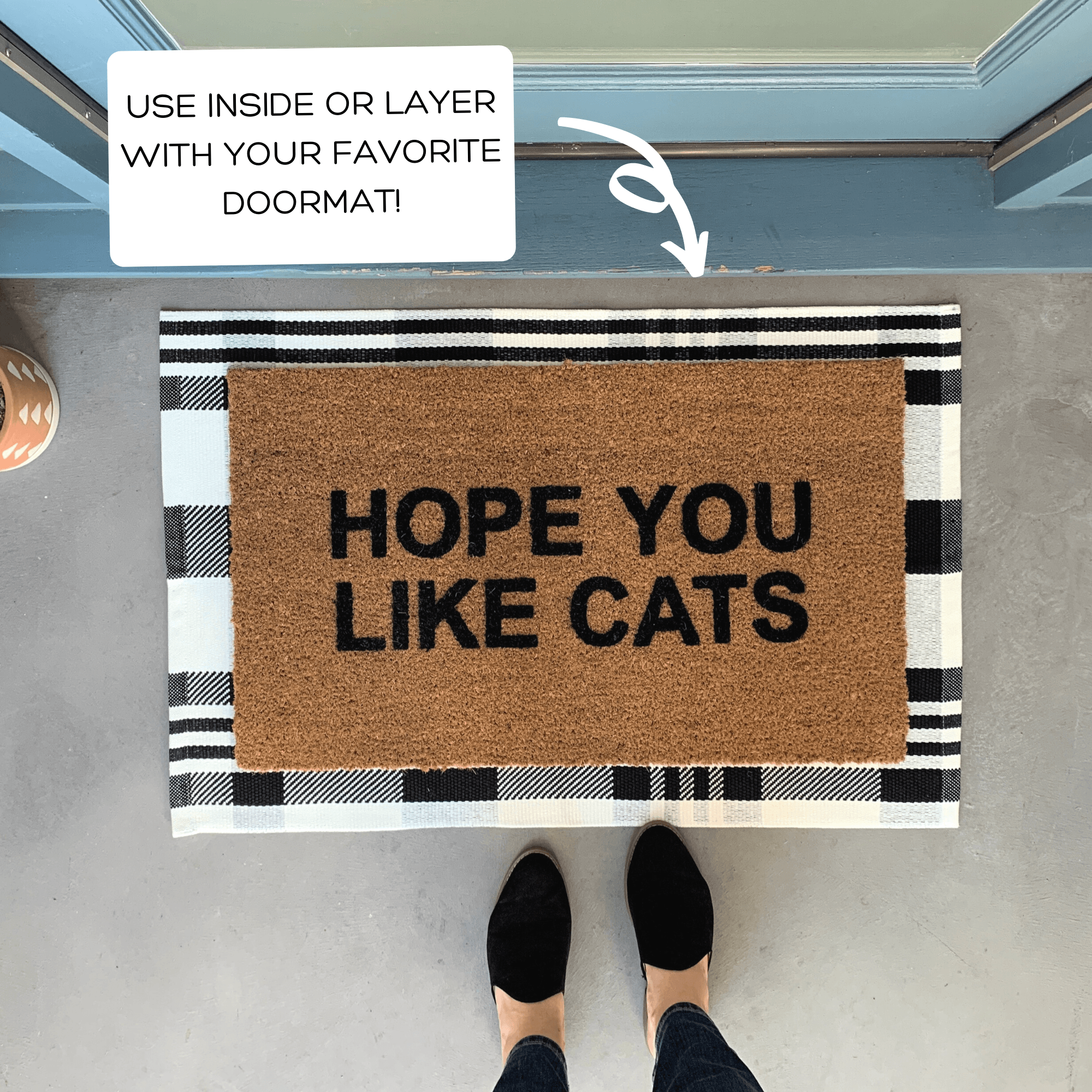 Modern Buffalo Check Accent Rug | Doormat Layering Rugs