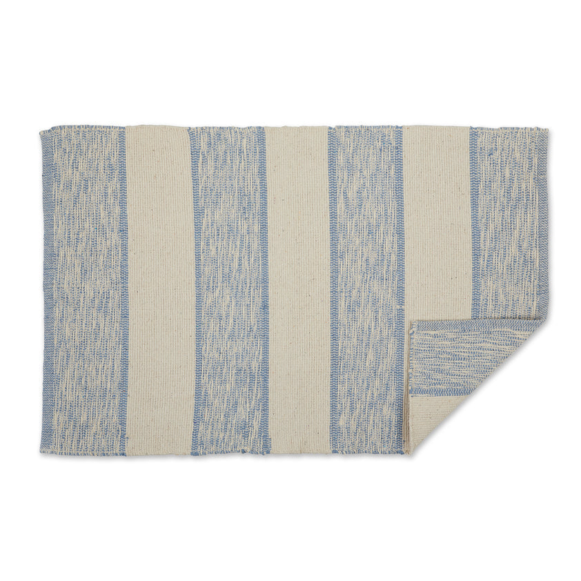 Stonewash Blue and Cream Striped Rug