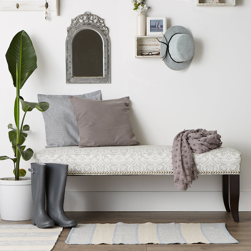 Stonewash Blue and Cream Striped Rug